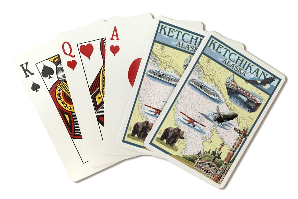 Ketchikan, Alaska, Nautical Chart, Lantern Press, Premium Playing Cards ...