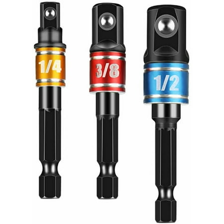 Impact Grade Socket Adapter 3 Pack Set, 1/4", 3/8", and 1/2" Drive ...