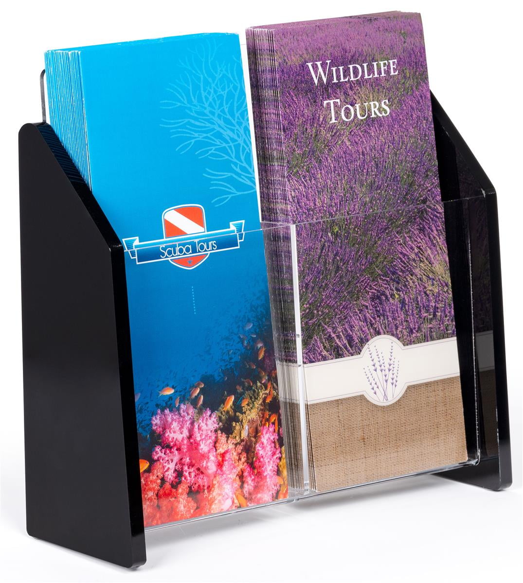 Set of 2 - 2-Pocket Literature Holder for 4x9 Pamphlets, Tabletop ...