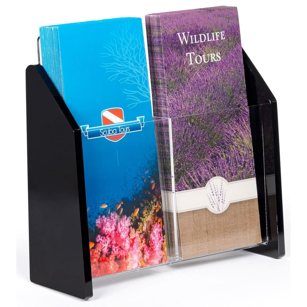 Set of 2 - 2-Pocket Literature Holder for 4x9 Pamphlets, Tabletop ...