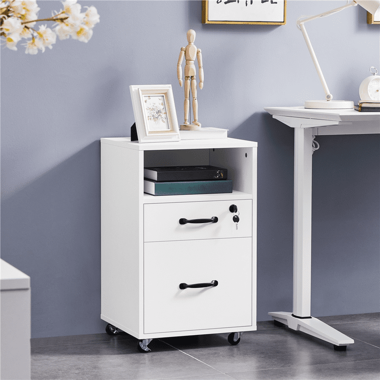 Free Shipping Alden Design 2 Drawer Wooden Vintage Mobile File Cabinet for Home and Office White Walmart