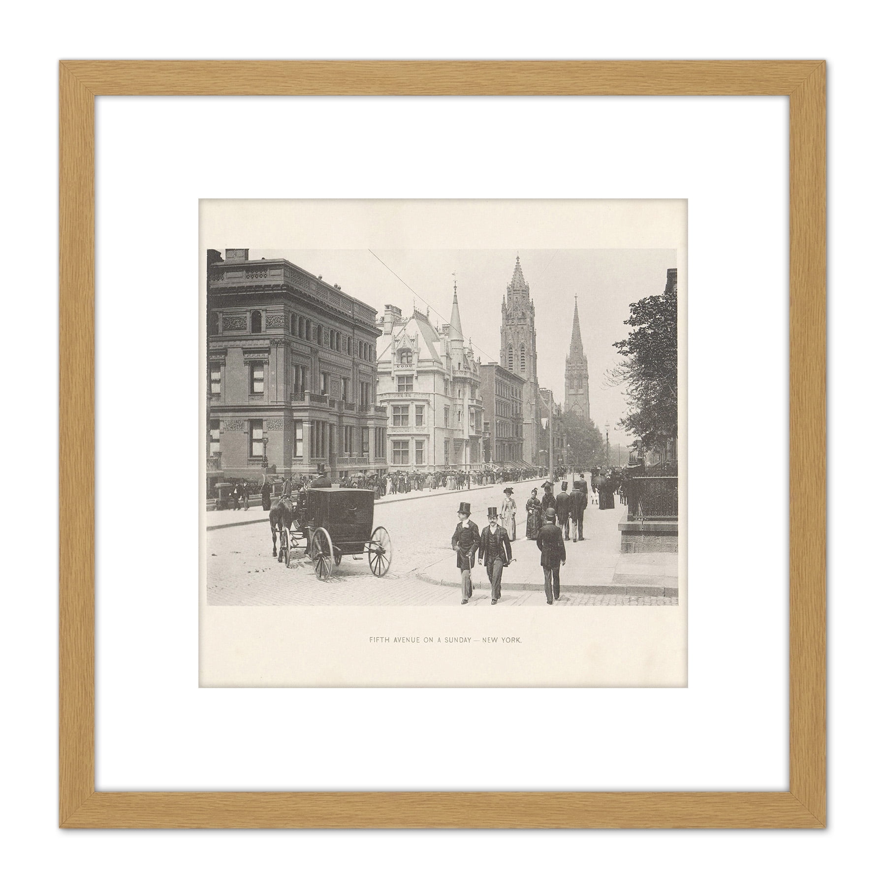 Fifth Avenue Sunday New York City Vintage Photo 8X8 Inch Square Wooden ...