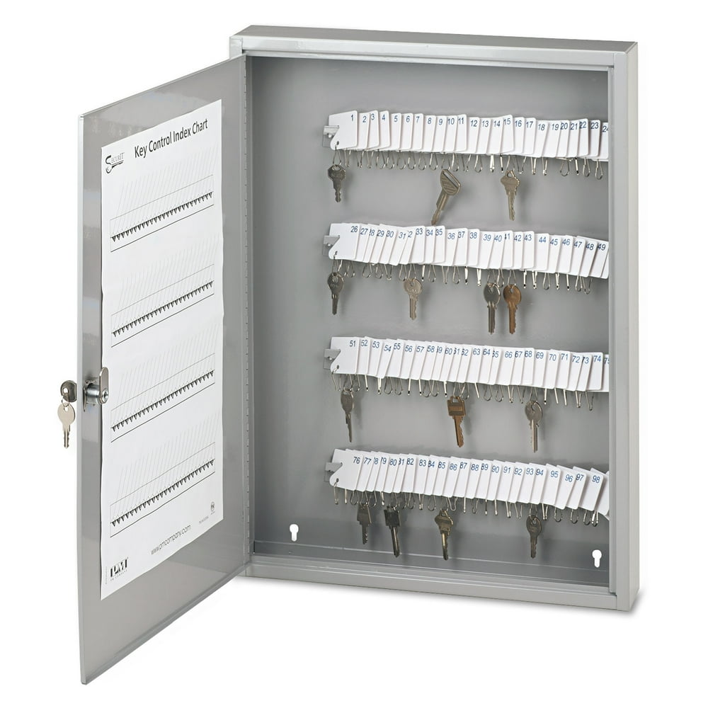 Iconex Locking Key Cabinet, 100-key, Steel, Gray, 16 1/2 X 3 X 22 1/2 ...