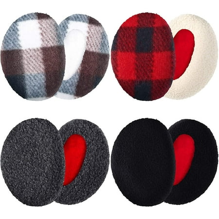 4 Pairs Bandless Ear Muffs Fleece Ear Muffs Thick Winter Ear Covers ...