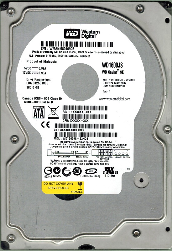 Western Digital WD1600JS-22NCB1 DCM: DSBHNT2CH 160GB - Walmart.com