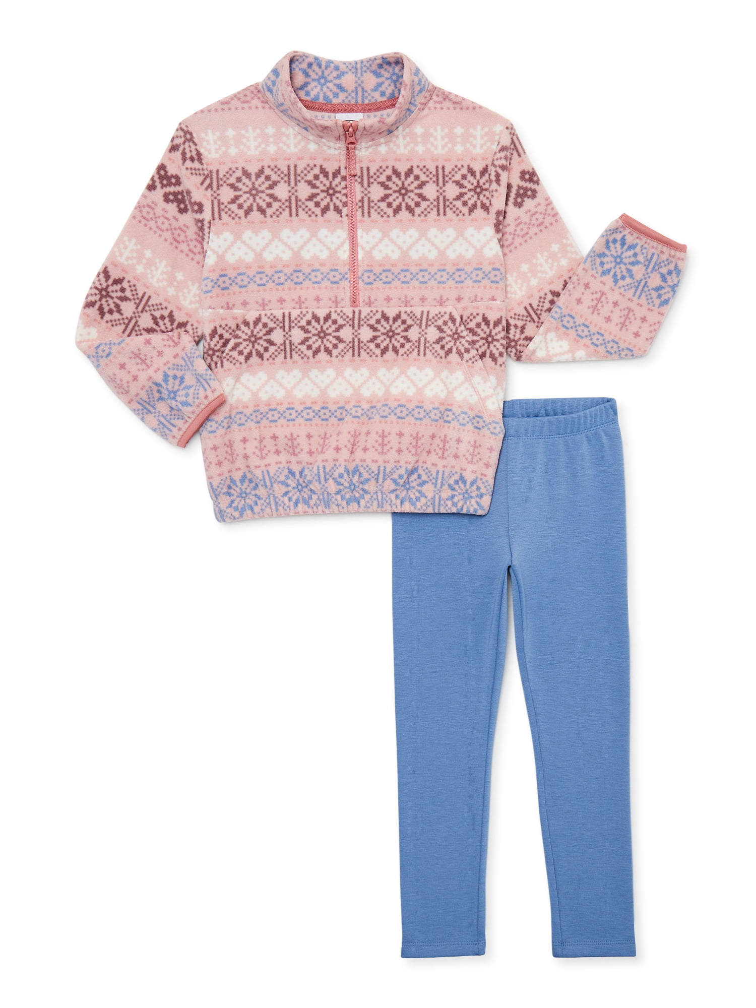 Athletic Works Girl's Microfleece Pullover & Cozy Legging 2-Piece ...