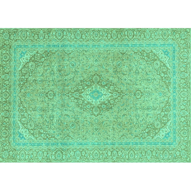 Ahgly Company Machine Washable Indoor Rectangle Abstract Turquoise Blue ...