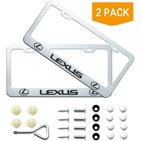 2 Pack Silver Car License Plate Frame for Lexus Logo,with Screw Caps ...