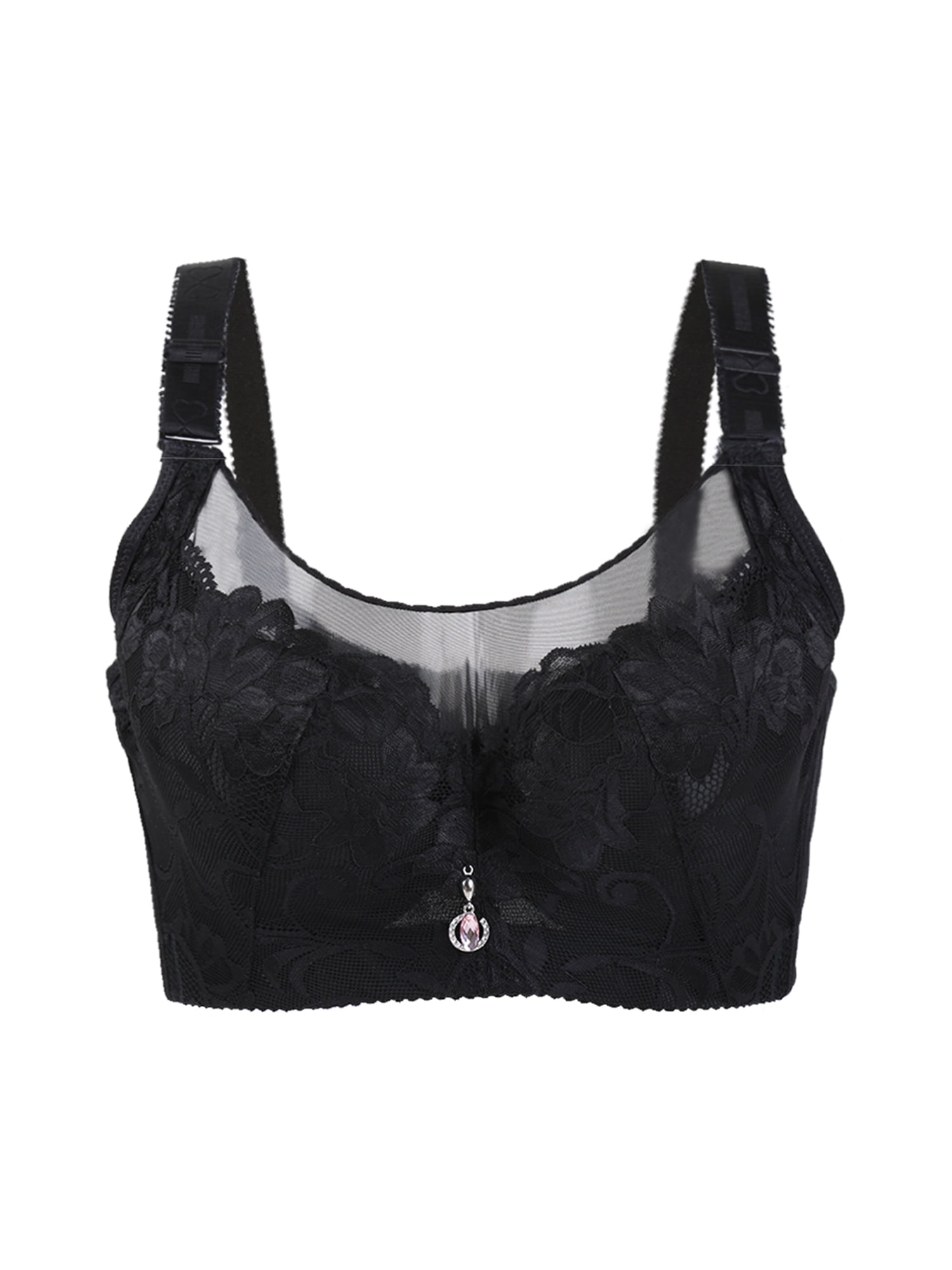 Allegra K Women's Lace Front Full Coverage Push up Underwire Cami Bra ...