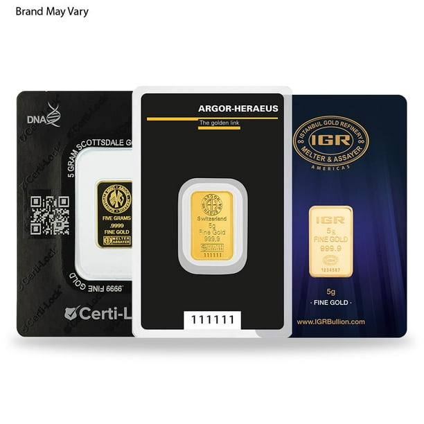 5 gram Random Brand Gold Bar .999+ Fine (In Assay) - Walmart.com