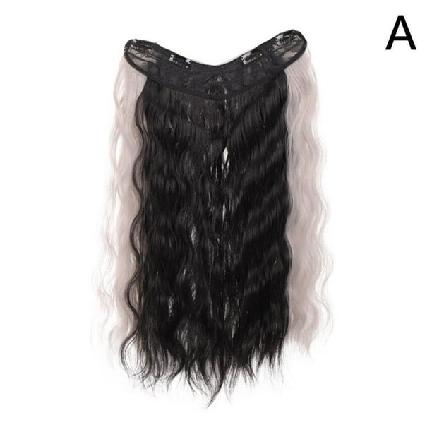 One Piece V Shaped THICK Clip in Hair Extensions Half Head Full Curly ...