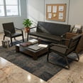 5-Seat Set Black PU Leather Cantilever Waiting Room Furniture With ...
