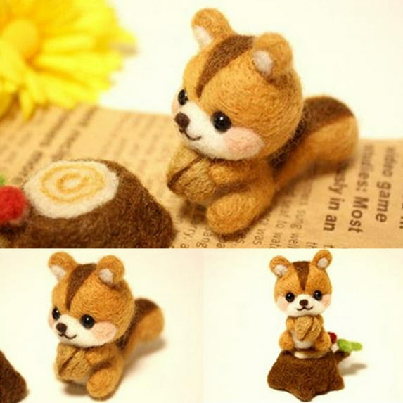 DIY Wool Felt Needle Felting Kit Raw Material for Adult Cartoon Animal ...