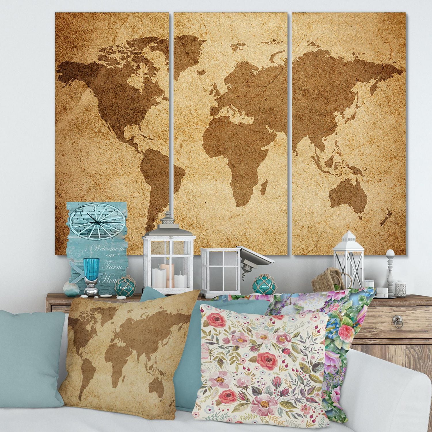 Click here for Designart Ancient Map Of The World V Canvas Wall A... prices
