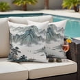 Chinese Style Outdoor Pillow Covers Set of 2 Traditional Ink Painting ...