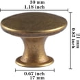6 Pack Brass Round Antique Brass Kitchen Cabinet Knobs Cupboard Door ...