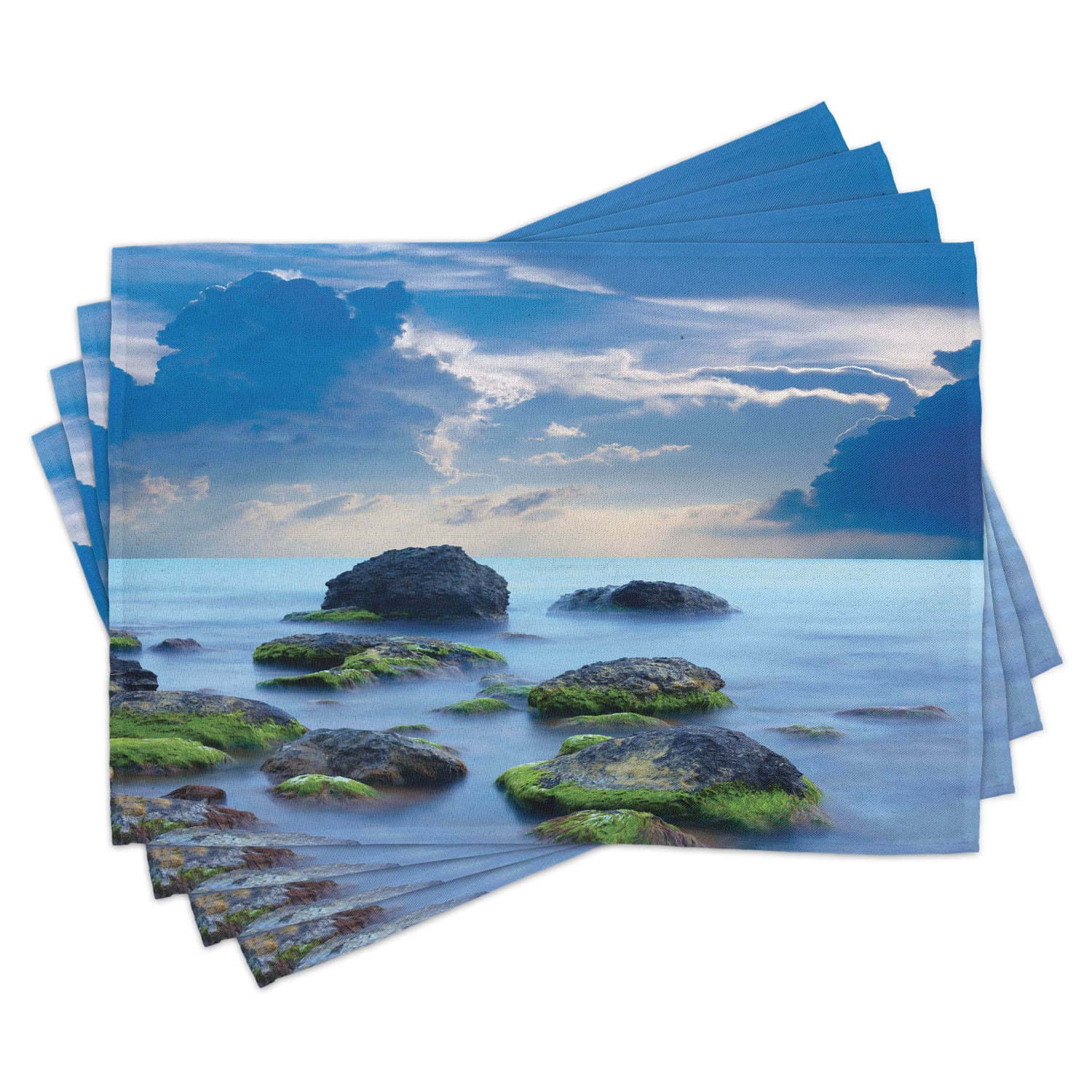 Ambesonne Peace Place Mats Set of 4, Seaside Stones, Standard Size ...