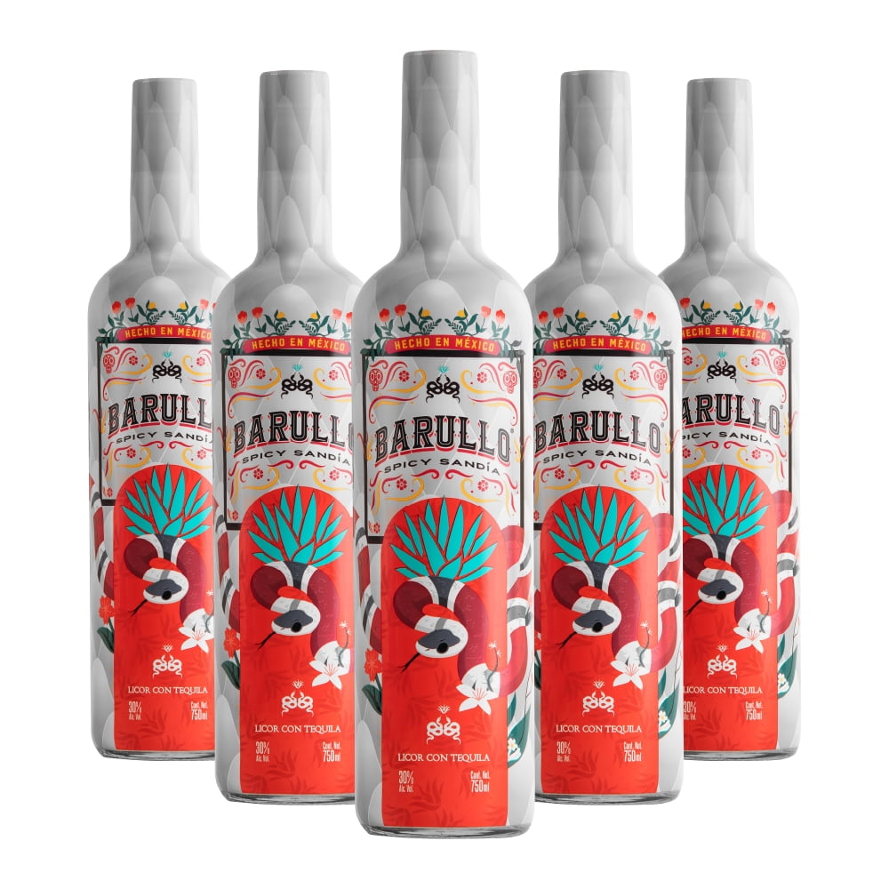 Five Pack Licor con Tequila Barullo Spicy Sandía 750 Ml Barullo Licor ...
