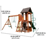 KidKraft Raptor Trail Wooden Outdoor Swing Set with Wavy Slide and Rock ...