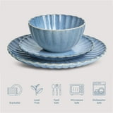 Sango Frill Reactive Stoneware Dinnerware Set, 12-piece, Blue - Walmart.com