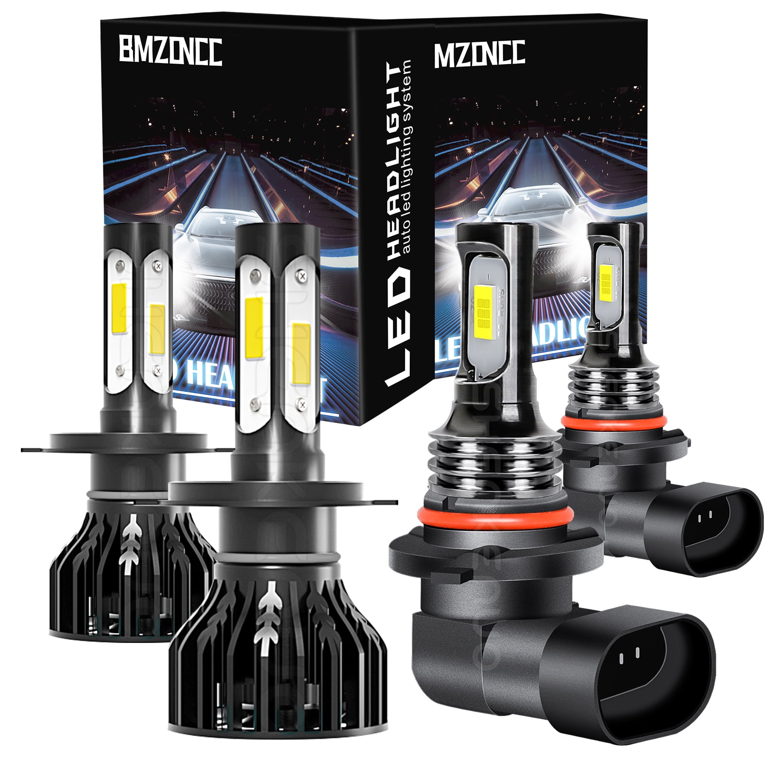 Super Bright H4 LED Headlights+ 9006LED Fog Light Bulbs ,6500K Cool ...