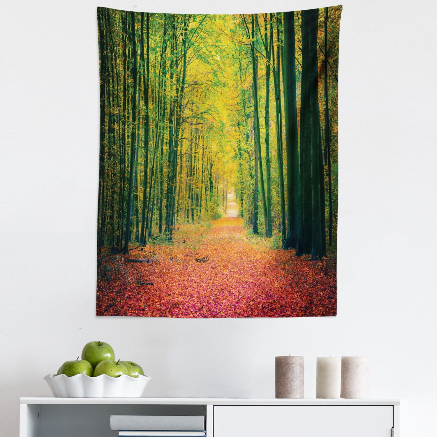 Fall Tapestry, Pathway in Autumn Dramatic Road to Infinity Toned Warm ...