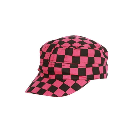 Clover Checkered Print Fitted Cadet Hat Medium/Large - Pink w/ Black ...