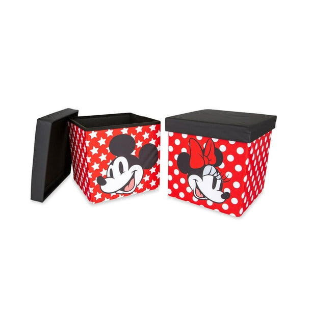Disney Mickey & Minnie 15-Inch Storage Bin Cube Organizers with Lids ...