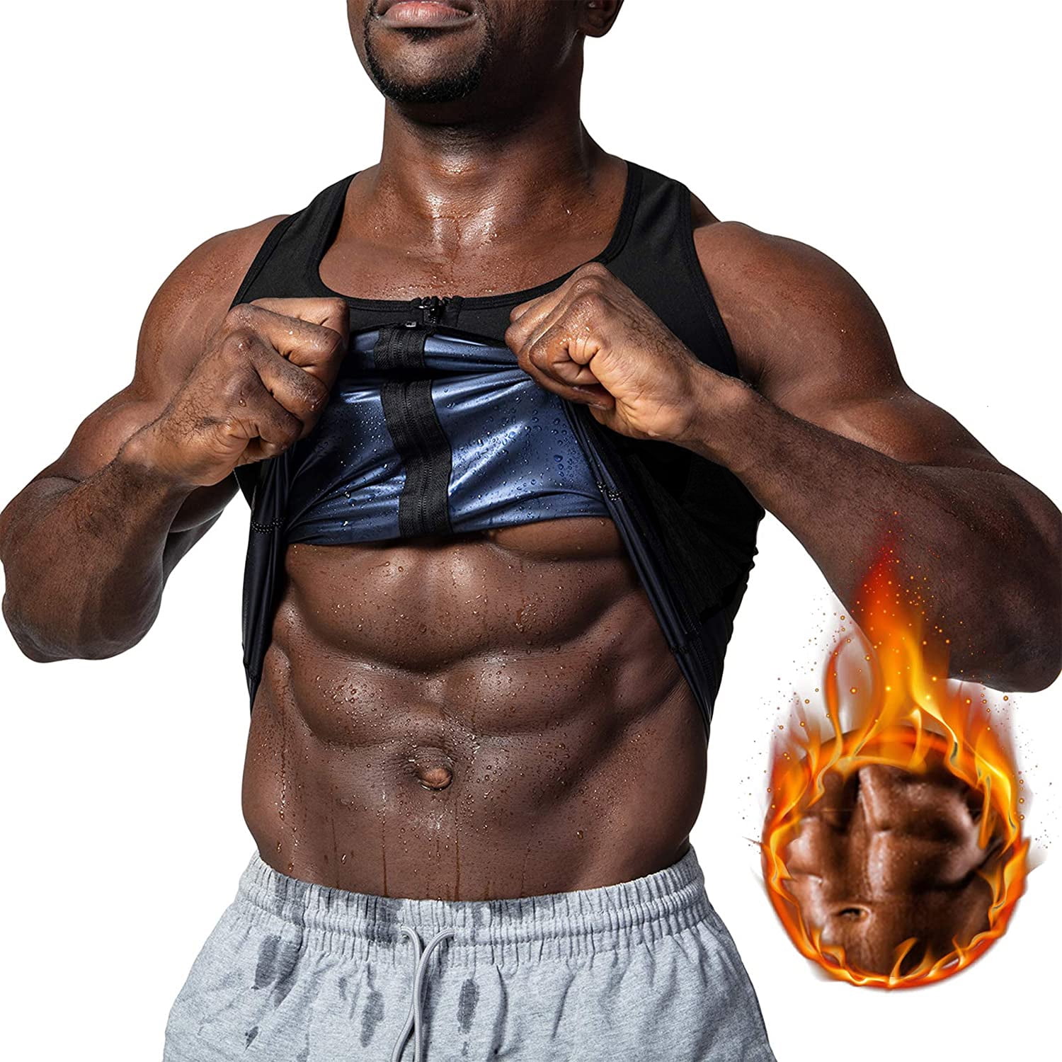 Lilvigor Men’s Sauna Vest Sweat Tank Top Heat Trapping Workout Vest for ...