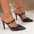 Bkhluea Women Double Strap Pointed Toe Slingback Mule Heels Elegant ...