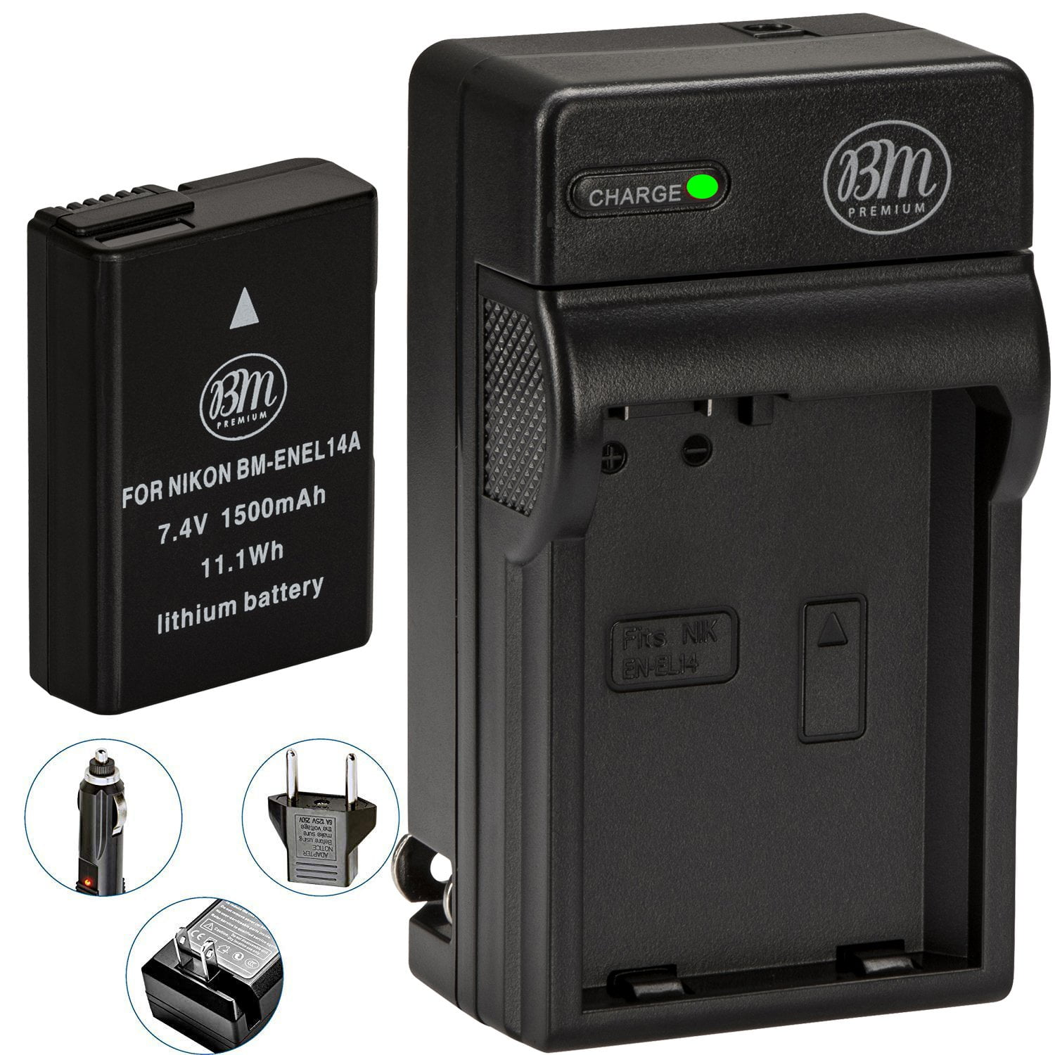 BM Premium EN-EL14A Battery and Charger for Nikon D3100 D3200 D3300 ...