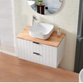 Bathroom Vanity 32 Inch Wall Mounted, White Cabinet with Solid Wood ...