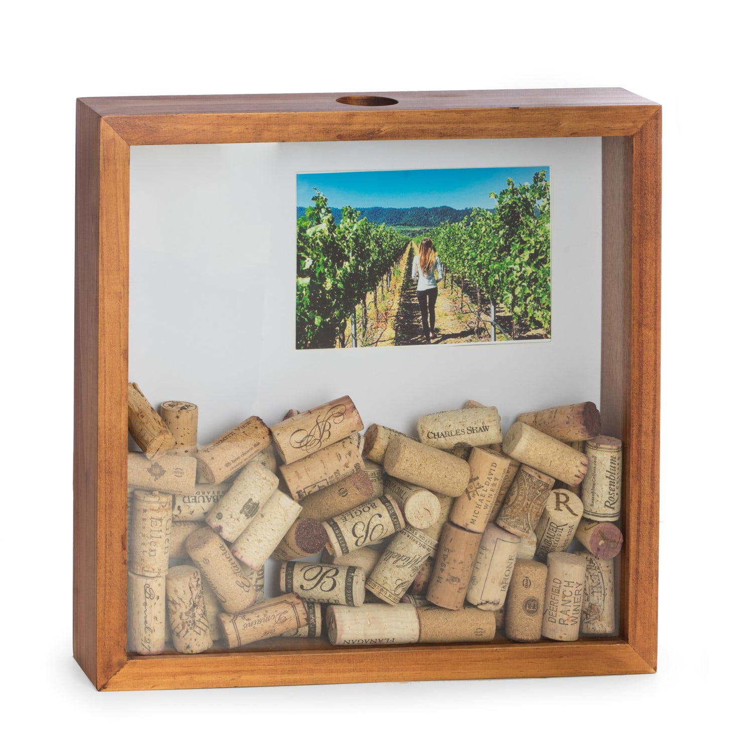 Cork Shadow Box with Wall Hooks and Mat Designed to Accommodate a 4x6 ...