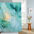 Bathroom Shower Curtain Vintage Green Marble Gold Line Waterproof ...