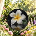 Chilfamy Round Stained Glass Window Suncatcher, Yellow Plumeria Flower ...