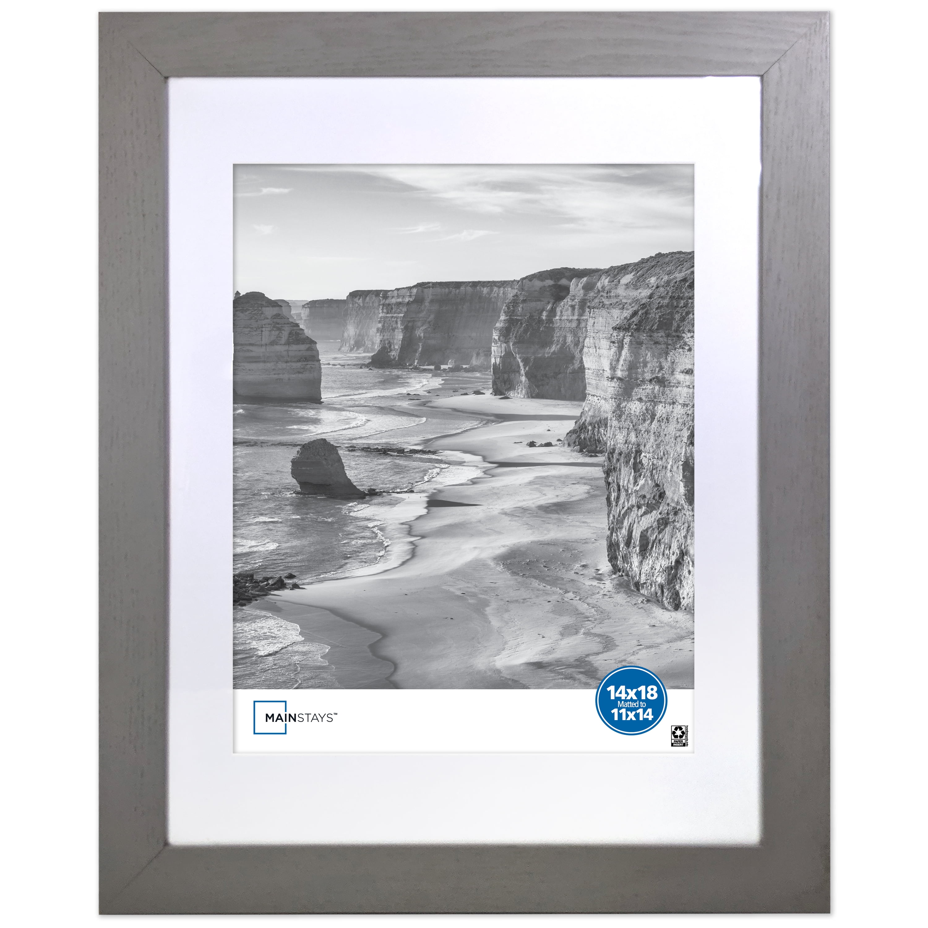 Mainstays 14x18 inch Matted to11x14 inch Flat Wide Grey 1.5" Gallery ...