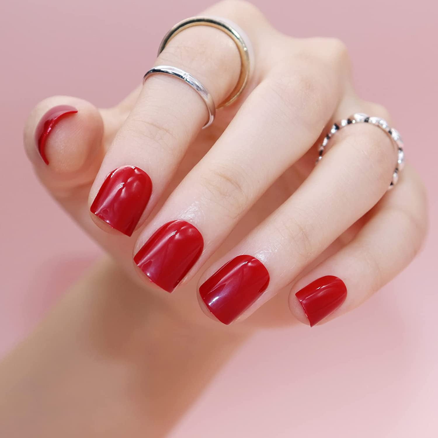 Red Square Acrylic Nails