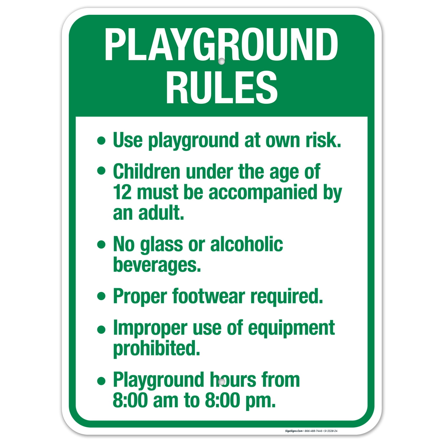 Playground Rules Sign, Traffic Sign, 18x24 Aluminum - Walmart.com