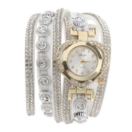 Bracelet Wristwatch Heart Dial Ladies Multilayer Watch White | Walmart ...