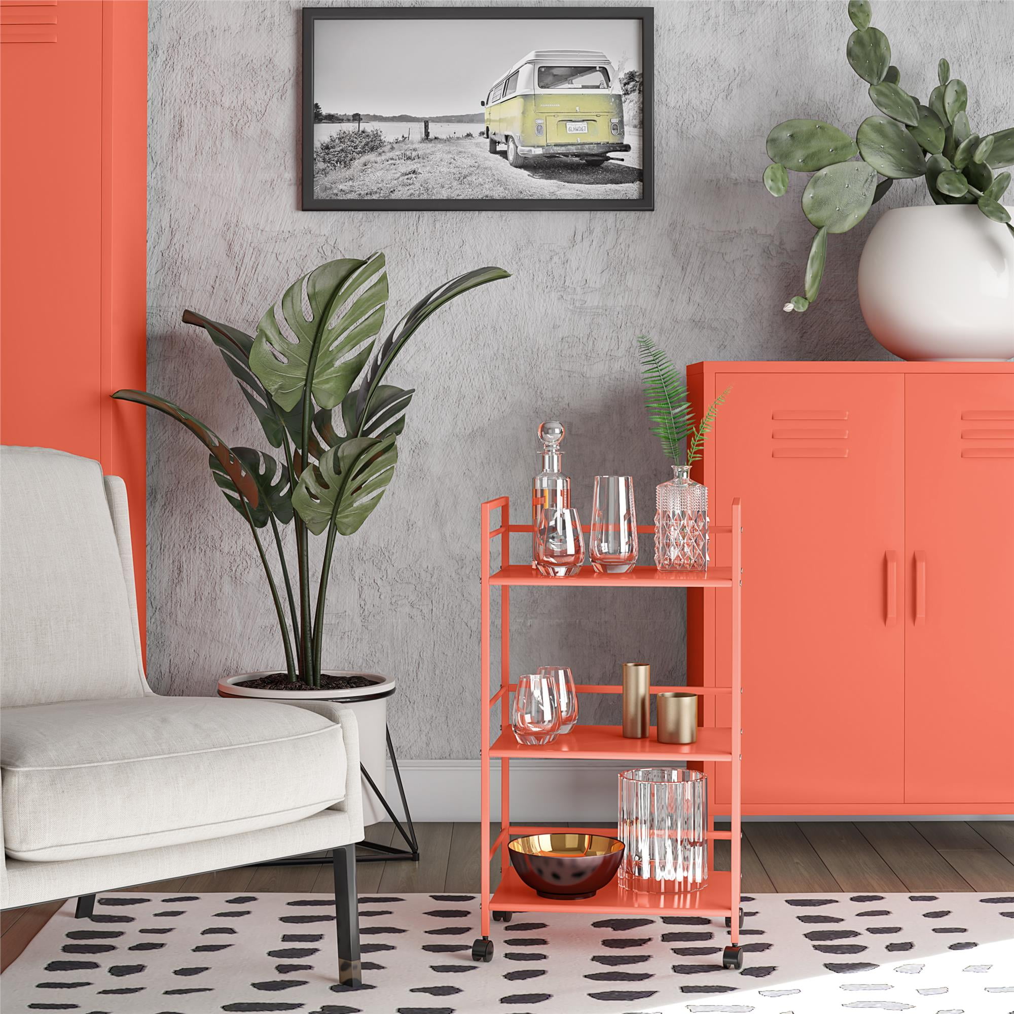 Novogratz Cache Metal Rolling Cart, Orange - Walmart.com