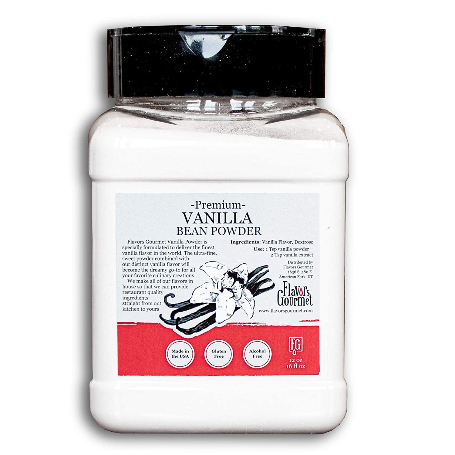 Flavors Gourmet Vanilla Powder, Premium White Vanilla Powder with Dual ...