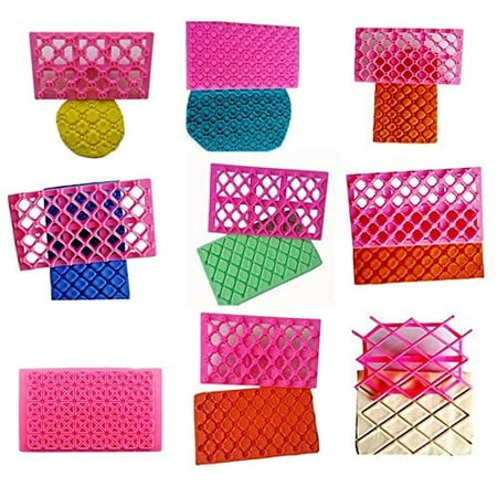 Cake Fondant Embossing Mould,9 Pack Different Patterns Fondant Embosser ...