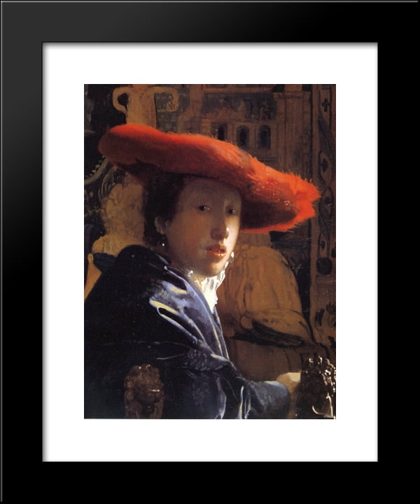 Girl with the red hat 20x24 Framed Art Print by Johannes Vermeer ...