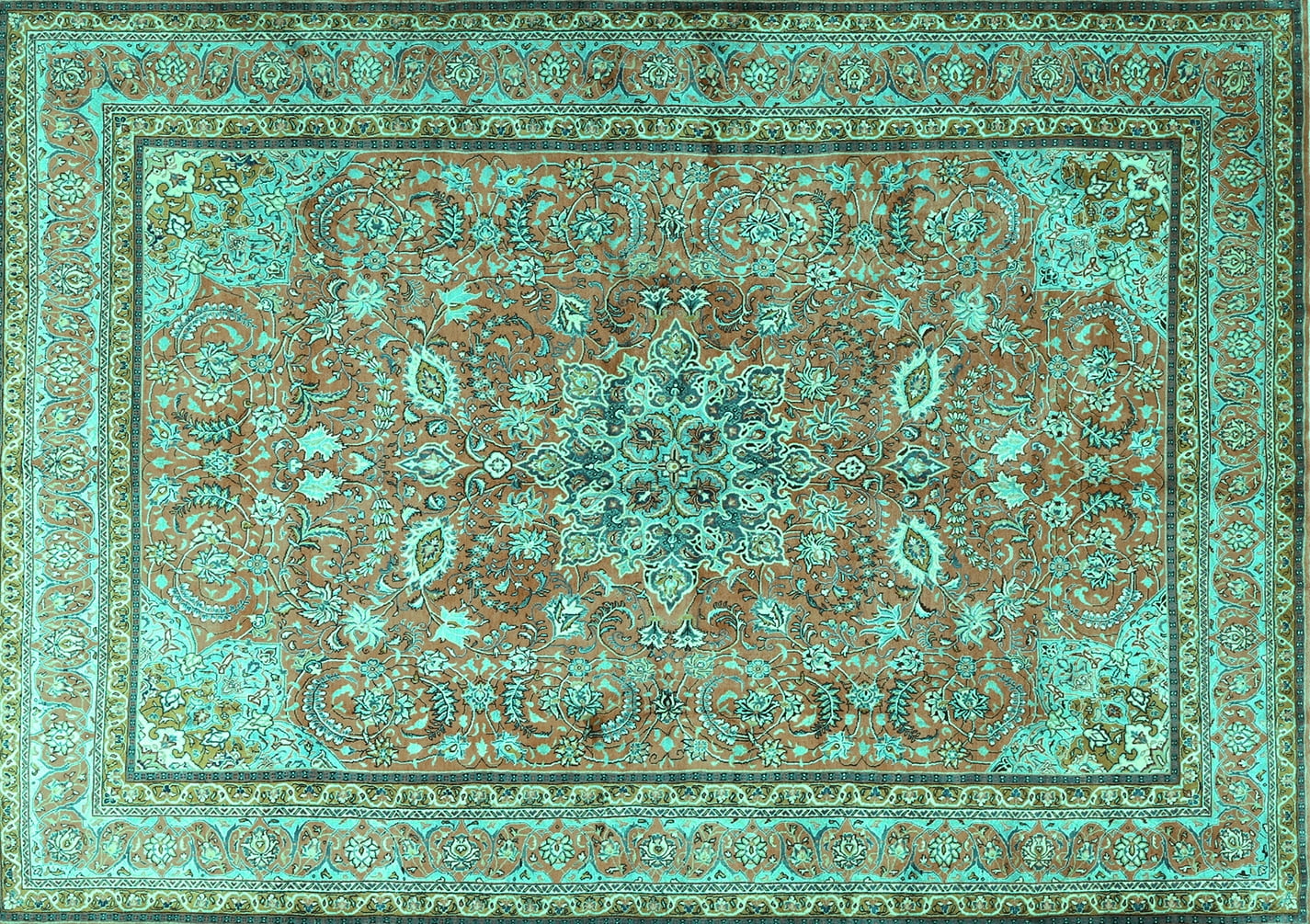Ahgly Company Machine Washable Indoor Rectangle Persian Turquoise Blue ...