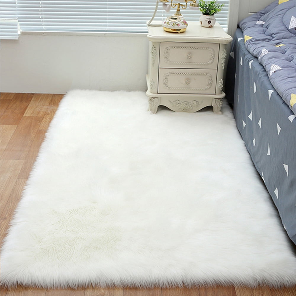 Fyeme Super Soft White Fluffy Rug Faux Fur Area Rug, Fur Rugs for ...