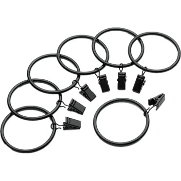 Metal Curtain Rings with Clips Pole Rod Voile Net Curtain Drapery Rings ...