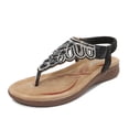 2026 New Women's Bronze Rhinestone Embellished Thong Sandals, Elastic ...