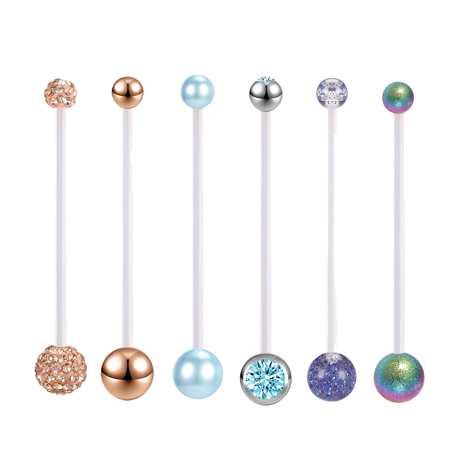 ZS 14G Pregnant Belly Button Rings Crystal Bioflex Belly Navel Piercing ...
