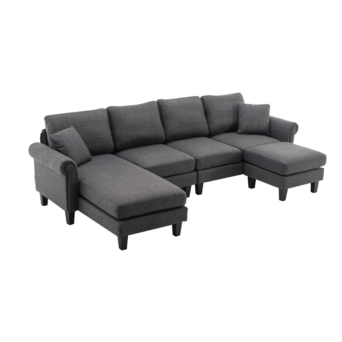 108.66'' Convertible Sectional Sofa Couch, U-Shaped Wide Reversible ...