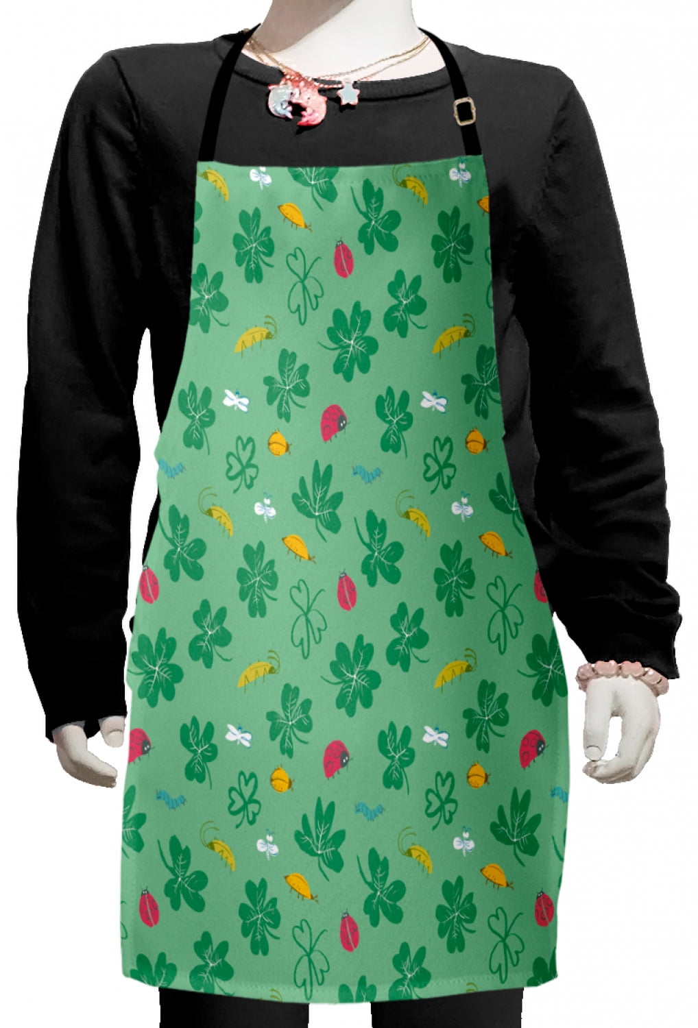 Forest Kids Apron, Clover Leaves and Ladybug Beetles Dragonfly Happy ...